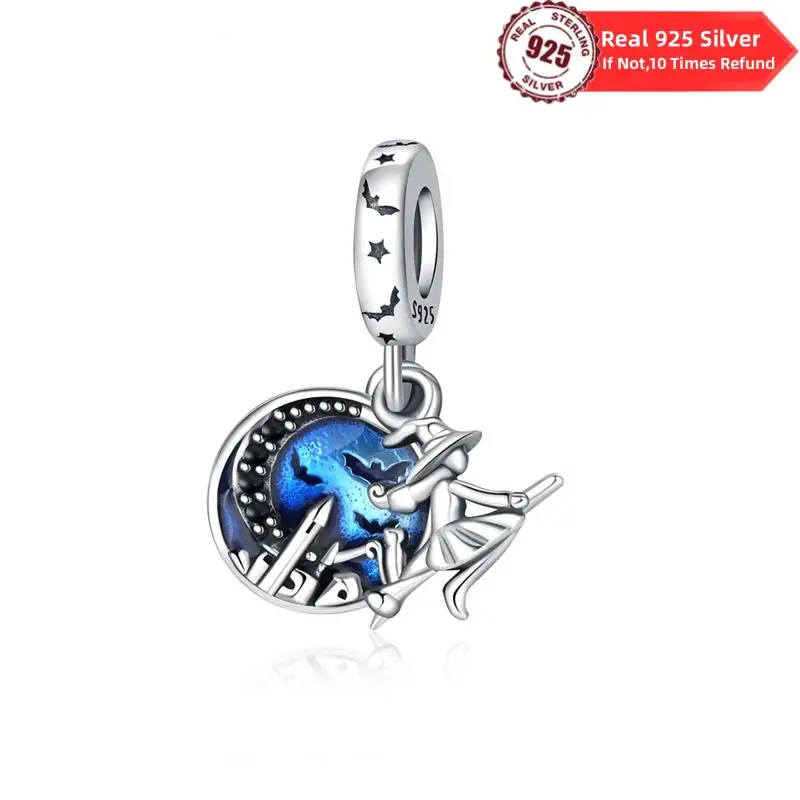 925-Sterling-Silver-Magical-Maiden-Witch-Charm-Beads-Pendant-Fit ...