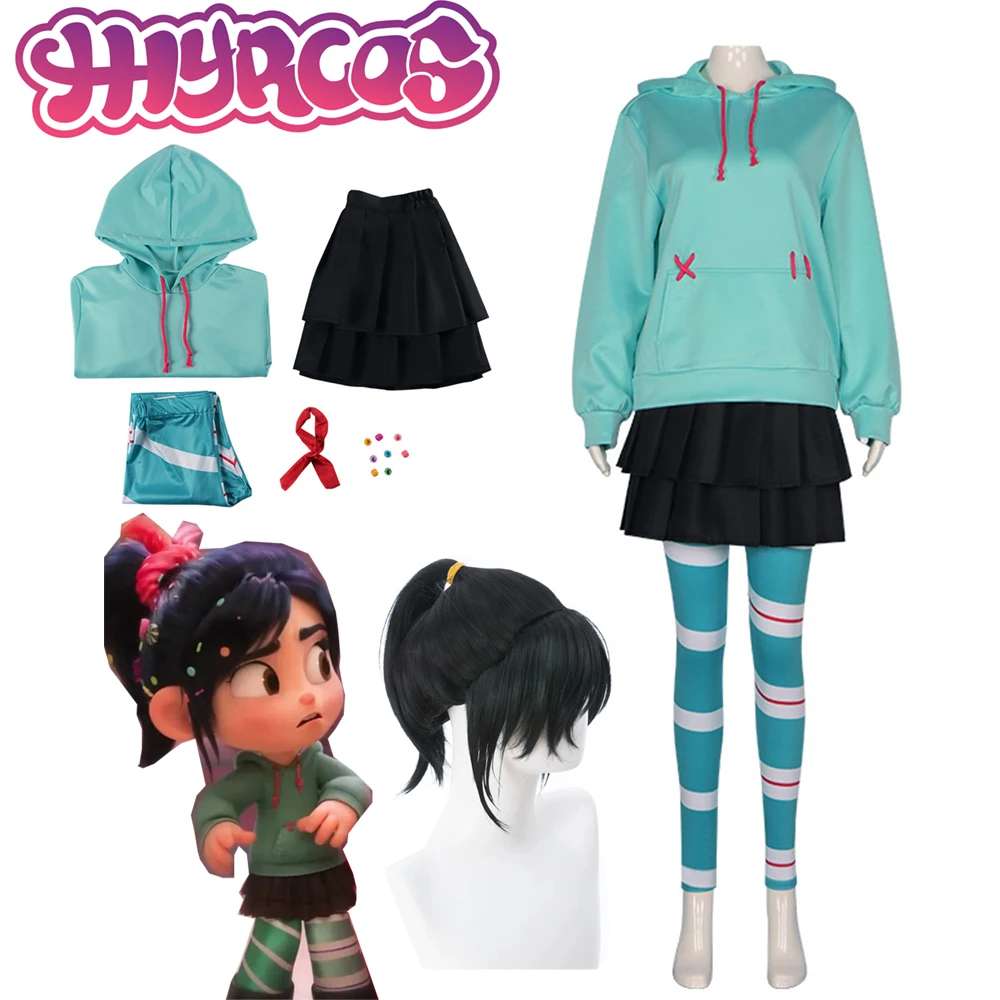 Anime Schweetz Cosplay Costume Wigs Vanellope von Cos Shoes Wreck It Anime Schweetz Cosplay Costume Wigs Vanellope von Cos Shoes Wreck It