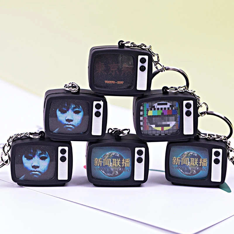 Mini TV Keychain Horror Atmosphere Mini TV Keychain Pendant Simulation ...