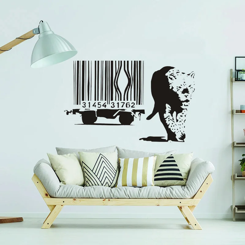 Banksy-Leopard-Barcode-Gothic-Vinyl-Wall-Sticker-Art-Home-Decor-Living ...