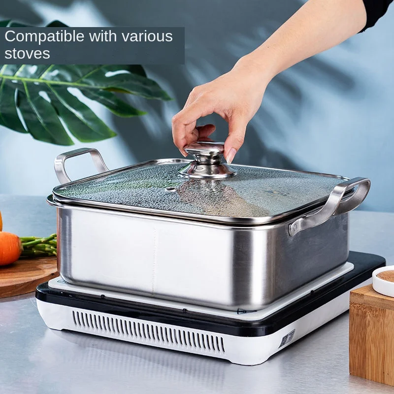 304-Stainless-Steel-Double-flavor-Hot-Pot-Square-Type-Hot-Pot-for ...