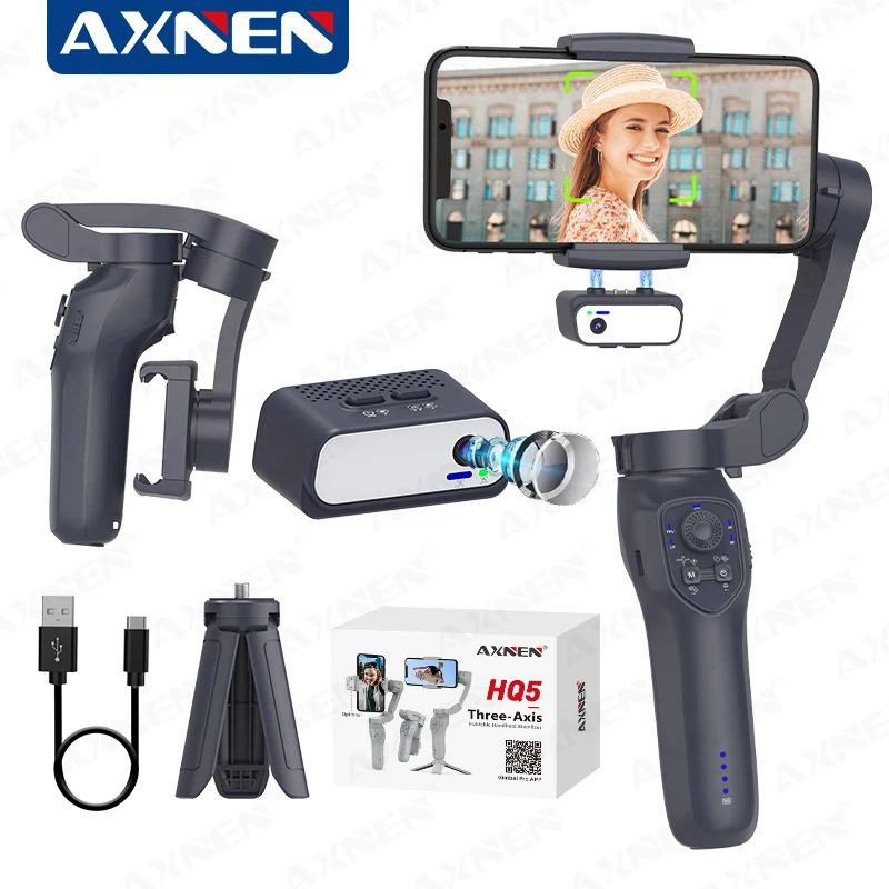 AXNEN HQ5 AI Gimbal 3-Axis Anti-shake Handheld Stabilizer Auto Face ...