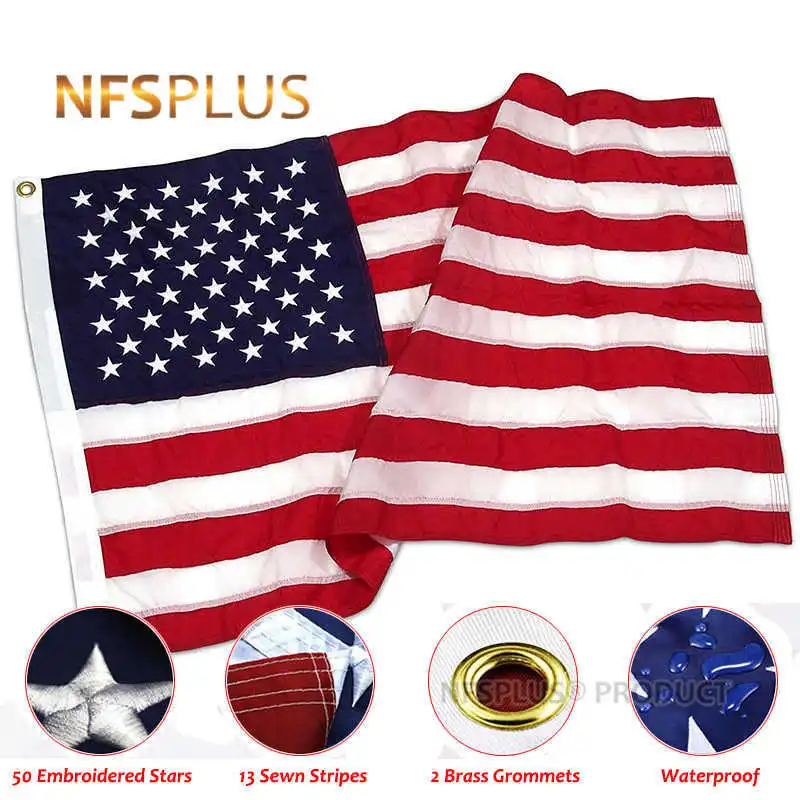 Double Sided USA Flag US Embroidered Stars And Stripes Oxford Fabric ...