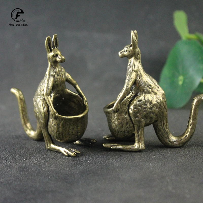 Solid Brass Kangaroo Statue Desk Ornament Retro Copper Animal Miniature ...