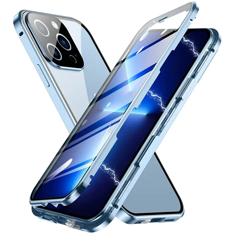 Double Sided Magnetic Adsorption Metal Bumper Glass Case for IPhone 11 ...