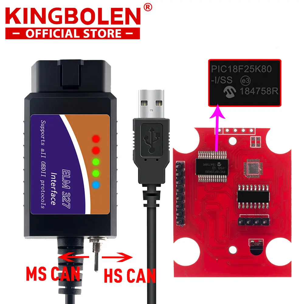 ELM327 USB FTDI with switch code reader Scanner FORscan ELMconfig HS CAN and MS CAN car elm327 ...
