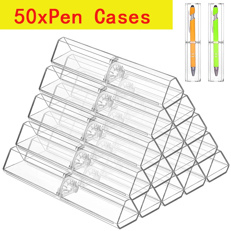50Pcs-Triangle-Pen-Case-Empty-Pencil-Boxes-Plastic-Pen-Storage-Boxes ...