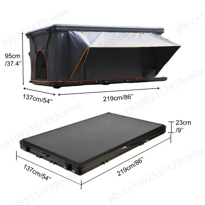 2024-210cm-Gray-Black-Hardtop-4-Person-Hard-Shell-Rooftop-Tent-Aluminum ...