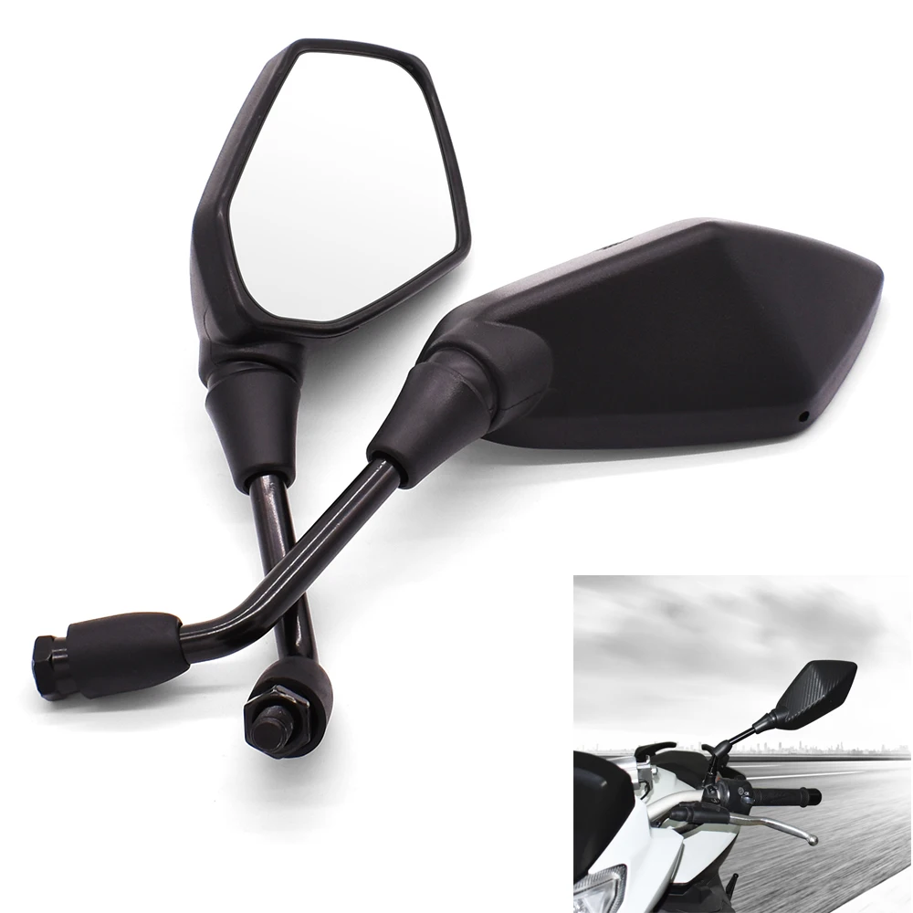 2Pcs/Pair Motorcycle Mirror Carbon Fiber White Glass Rearview Mirrors ...
