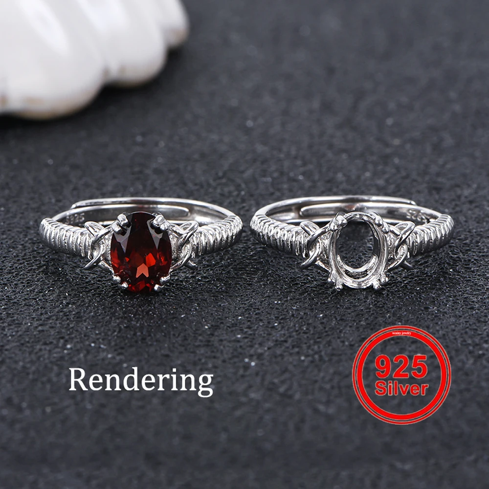 6x8mm-Simple-Eight-Claw-Oval-Ring-Setting-Minimalist-Ring-Base-S925 ...