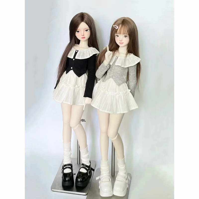 New-1-4-BJD-Doll-Clothes-Flounce-Collar-Tops-Slit-T-shirt-White-Pleated ...