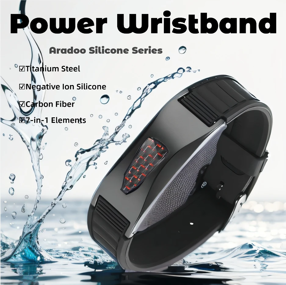 ARADOO-Silicone-Carbon-Fiber-Power-Wristband-7-in-1-Magnetic-Sports ...