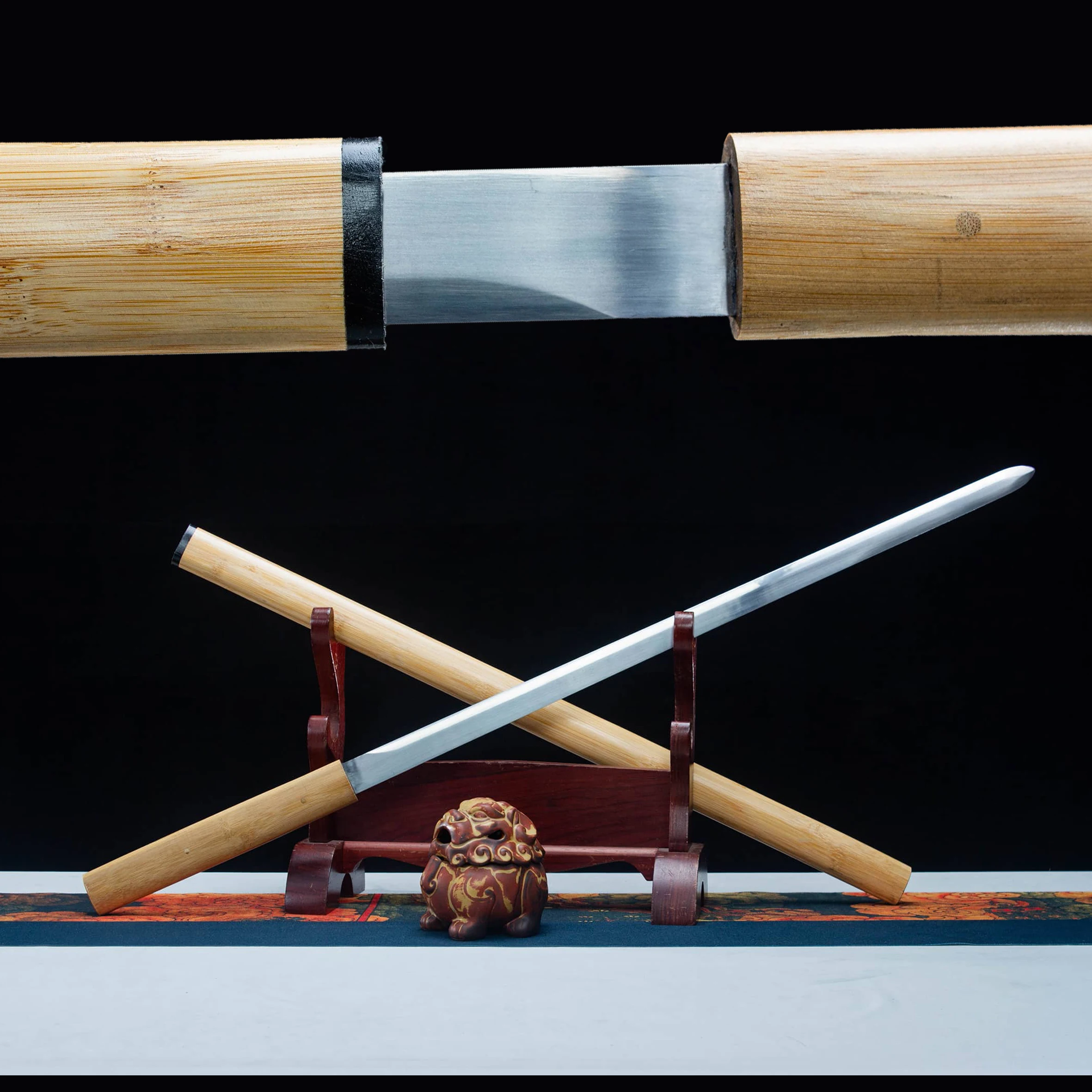 Espada-Tang-China-de-acero-Real-Medieval-katana-afilada-de-acero-al ...