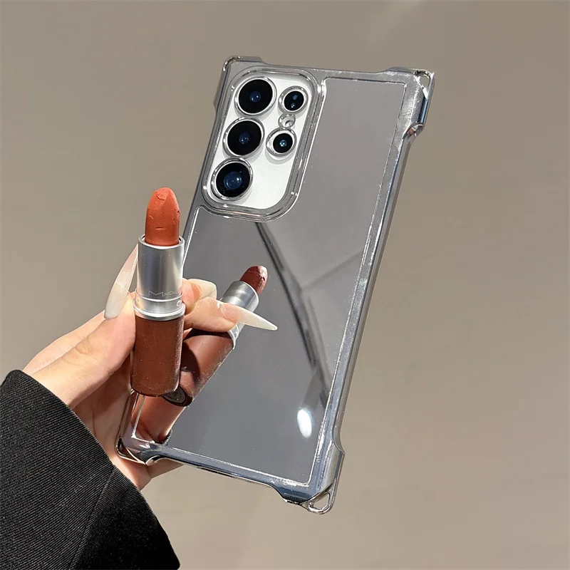 Glossy Plating Silver Mirror Plain Phone Case For Samsung Galaxy S21 ...