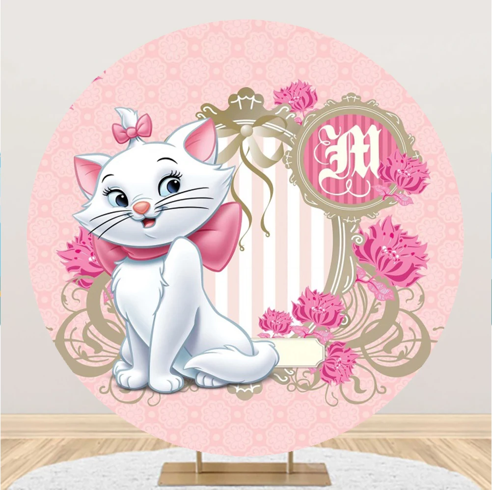 Personalized-Round-Fabric-Backdrop-With-Elastic-Disney-Pink-Marie-Cat ...