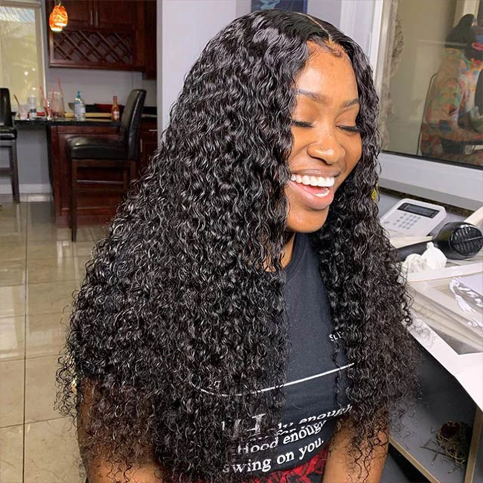 13x4 Deep Wave Lace Front Human Hair Wigs T Part Lace Wig Pre Plucked ...