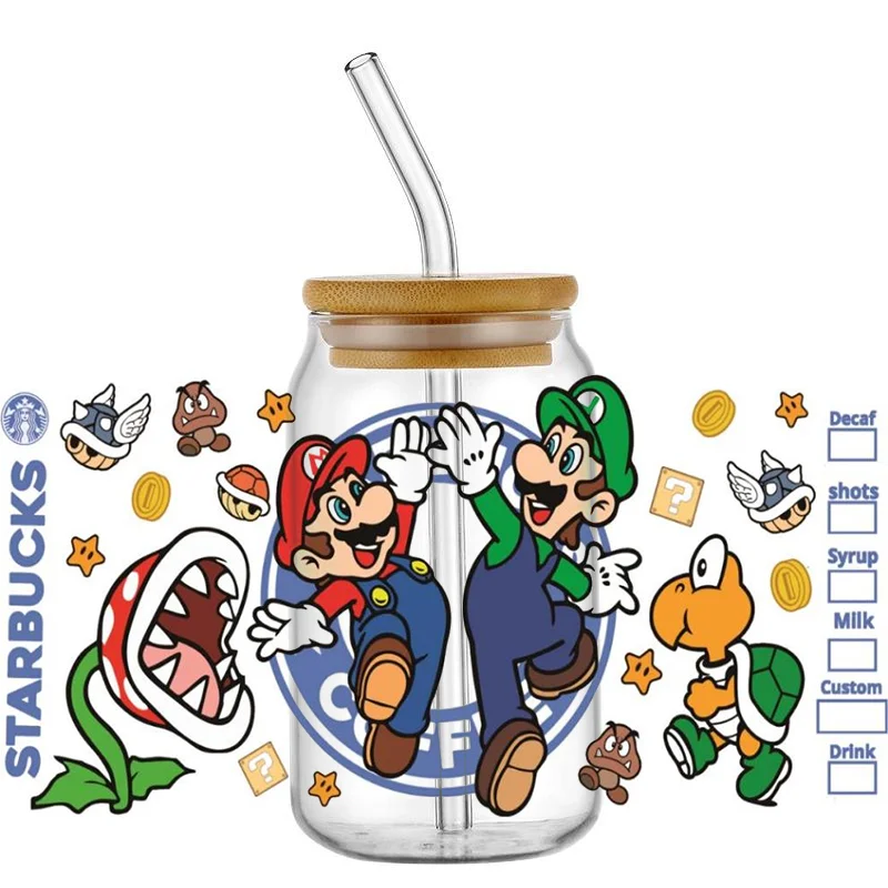 Miniso-Cartoon-Sticker-SuperMario-Series-Washable-16oz-UV-DTF-Cup-Wrap ...