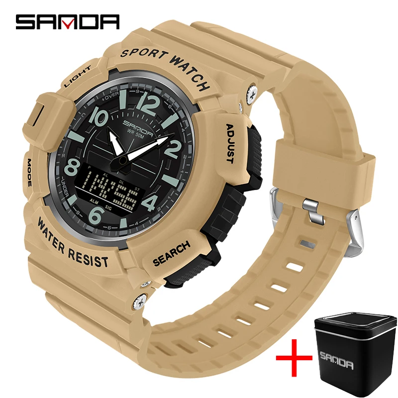 SAMDA-New-Sport-Watches-For-Men-50M-Waterproof-Clock-Alarm-Dual-Display ...