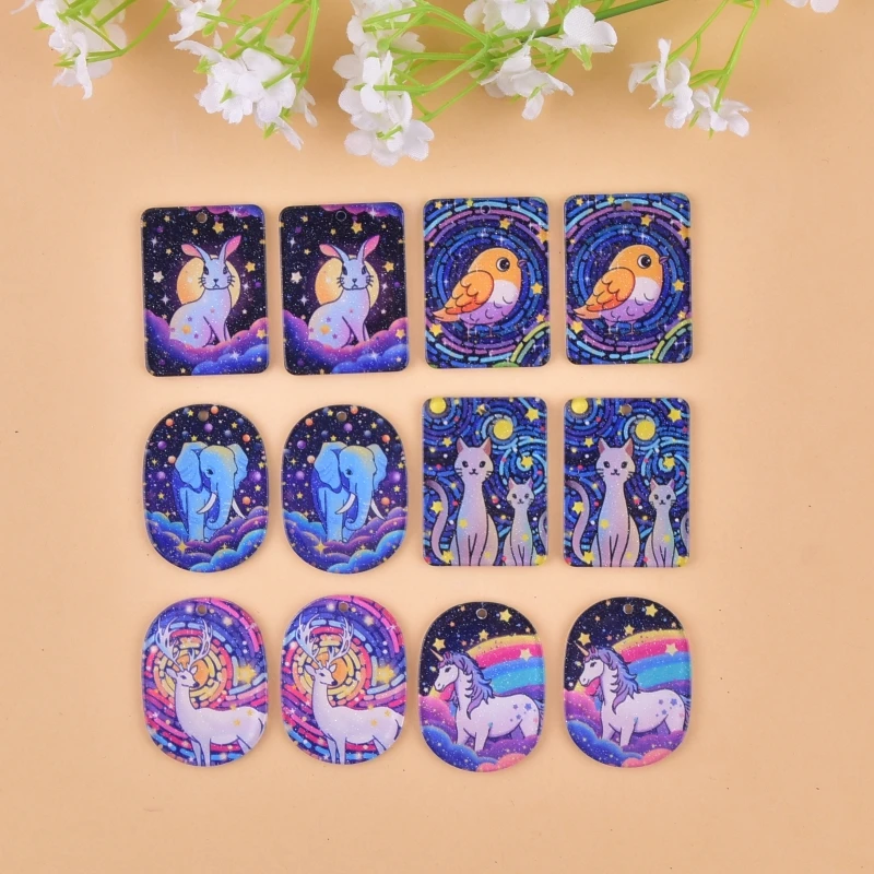 10pcs-pack-Fashion-Glitter-Rainbow-Colorful-Unicorn-Cat-Rabbit-Acrylic ...