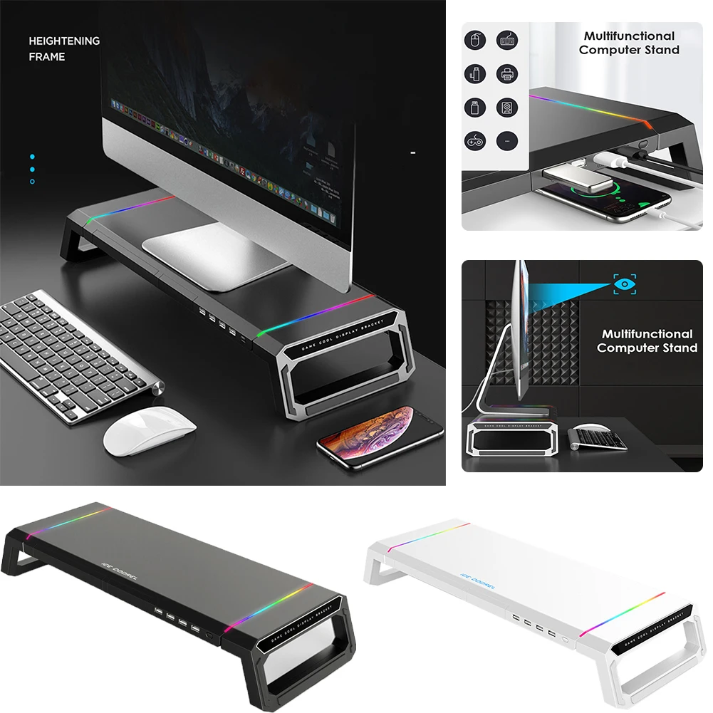 RGB-Desktop-Monitor-Support-Suporte-dobr-vel-para-monitor-de-mesa-para ...