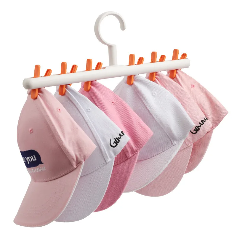 6-Clips-Hats-Socks-Organizer-Rack-Hanging-Peaked-Cap-Scarf-Storage-Rack ...