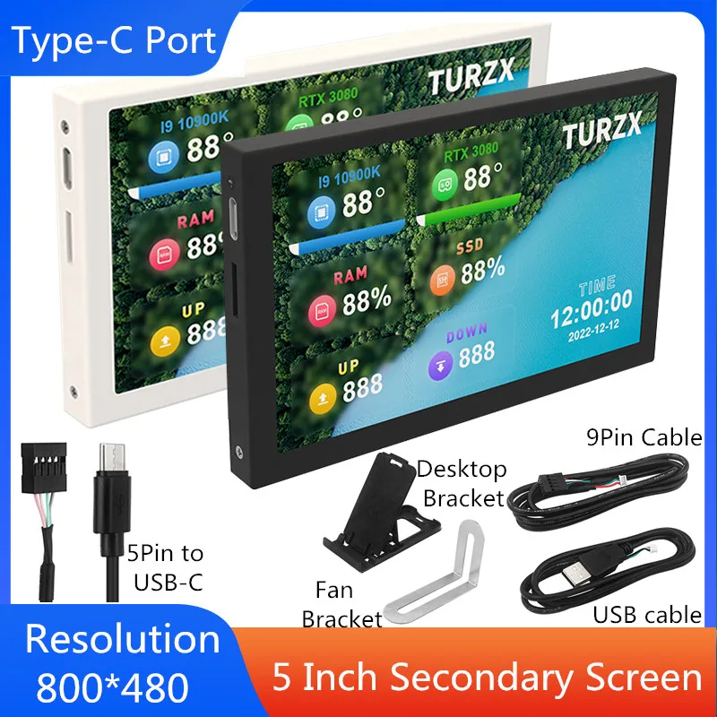 5 Inch IPS Type-C Secondary Screen Computer LCD Monitor Display USB ...