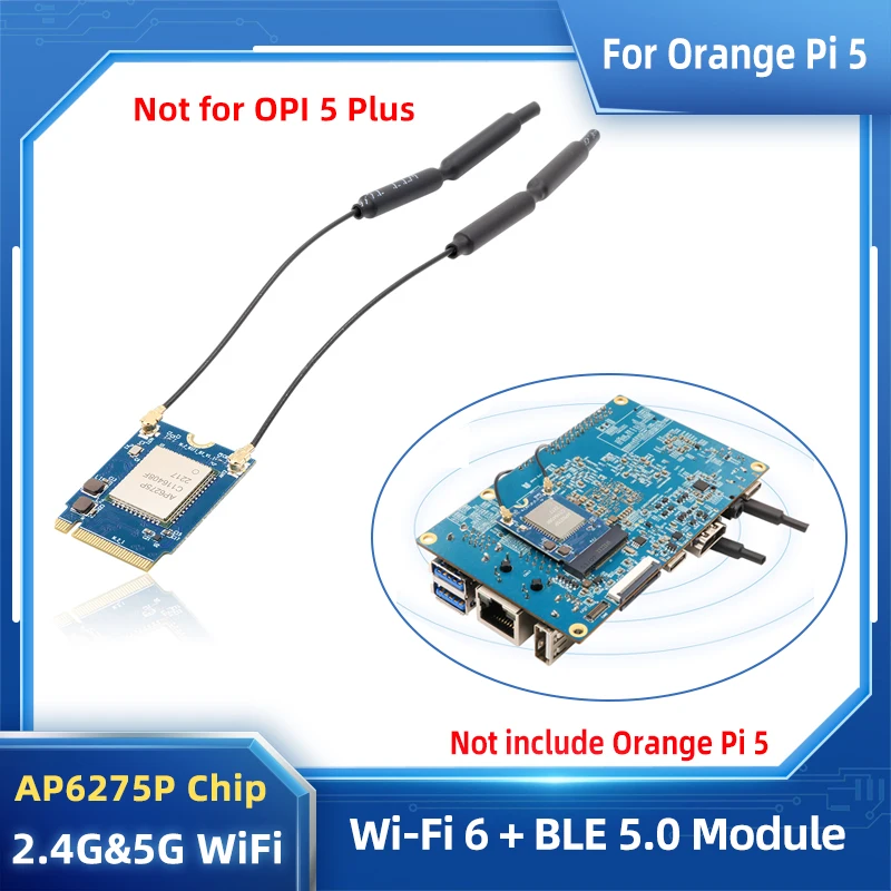 Orange Pi 5 WiFi 6 + BT 5.0 BLE Wireless Module AP6275P Chip PCIe ...