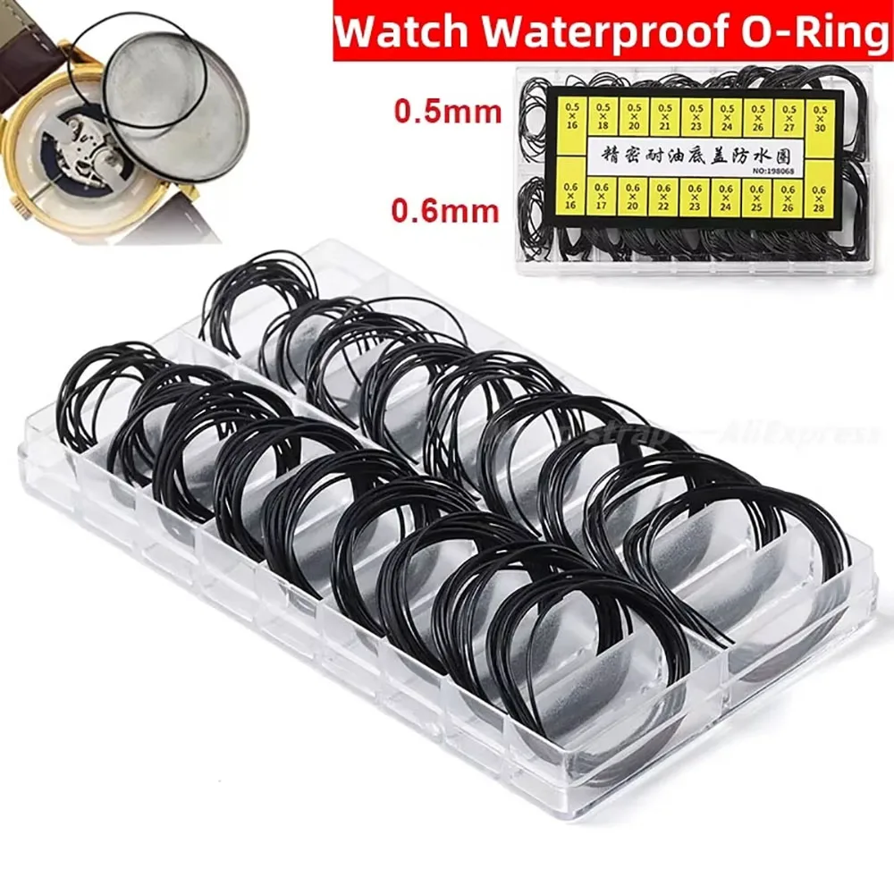 200Pcs Watch Back Case Rubber Waterproof Caseback Gasket O-Ring 0.5mm 0 ...