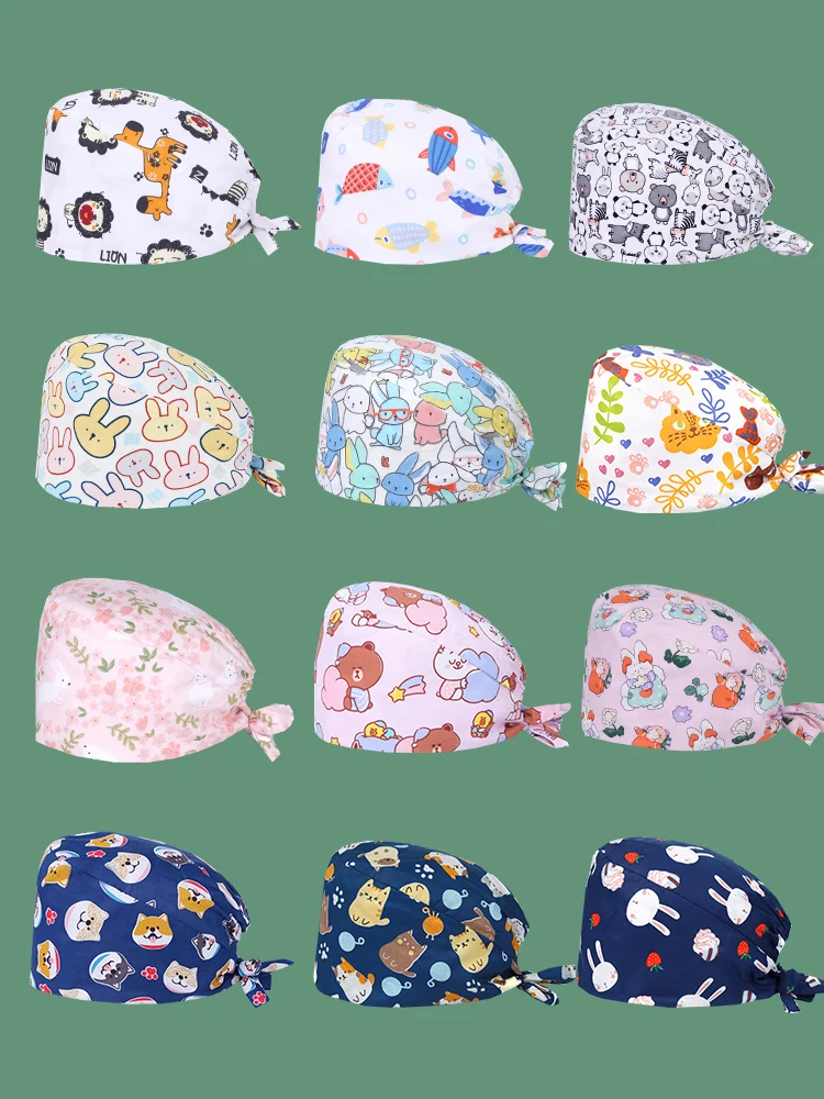 100-Cotton-Scrub-Caps-Surgical-Medical-Hat-Nursing-Cap-Clinical ...