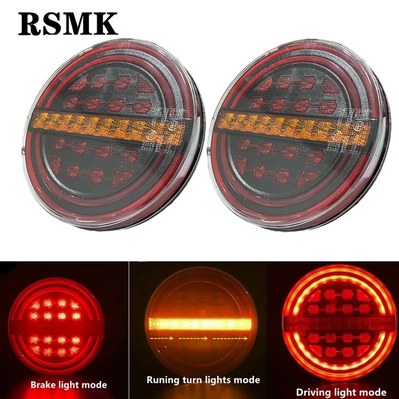 2pcs-5-3-Red-Amber-LED-Trailer-rear-Light-Bus-Brake-Light-DRL-Flow-Turn ...