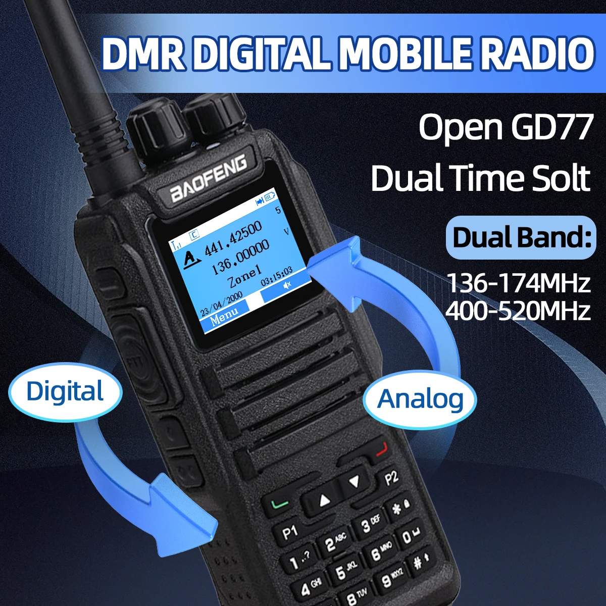 Baofeng-DMR-DM-1701-Digital-Radio-Walkie-Talkie-Dual-Mode-Analog-Open ...