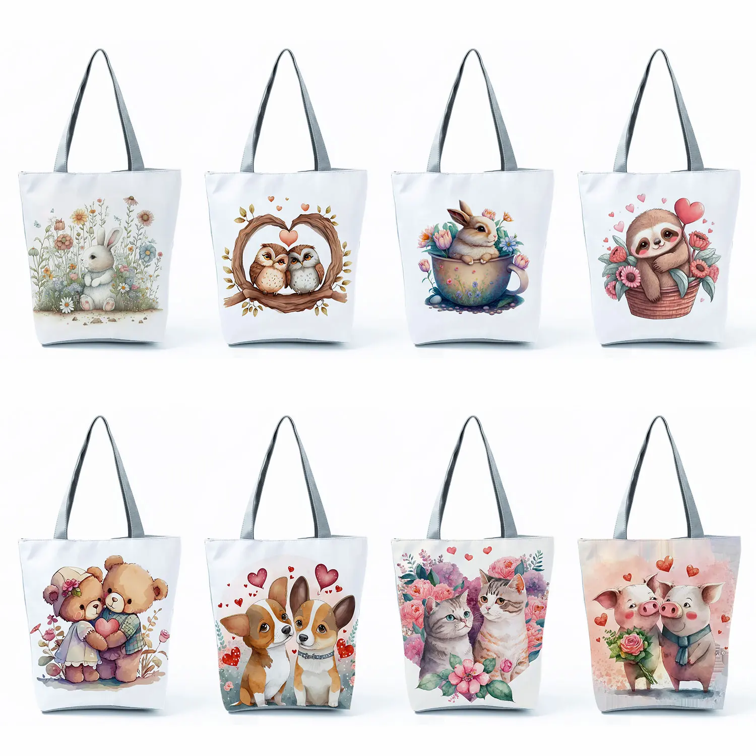 Plant-Floral-Animal-Print-Handbags-Cute-Rabbit-Cat-Graphic-Women-Big ...