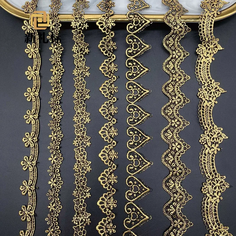 1-Yards-Gold-Lace-Ribbon-Trimmings-for-Sewing-DIY-African-Lace-Fabric ...