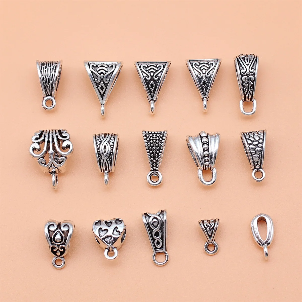 15pcs-Antique-Silver-Color-Inverted-Triangle-Tee-Bails-Beads-Charms ...