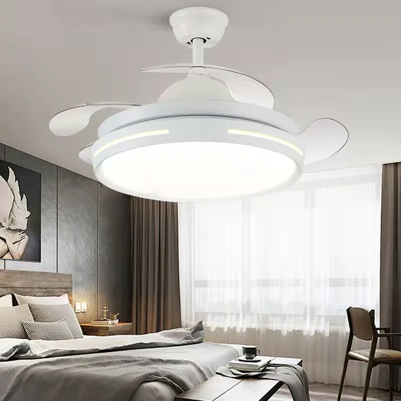 Nordic Modern Simple Invisible Fan Light White Ceiling Fan Light Dining ...