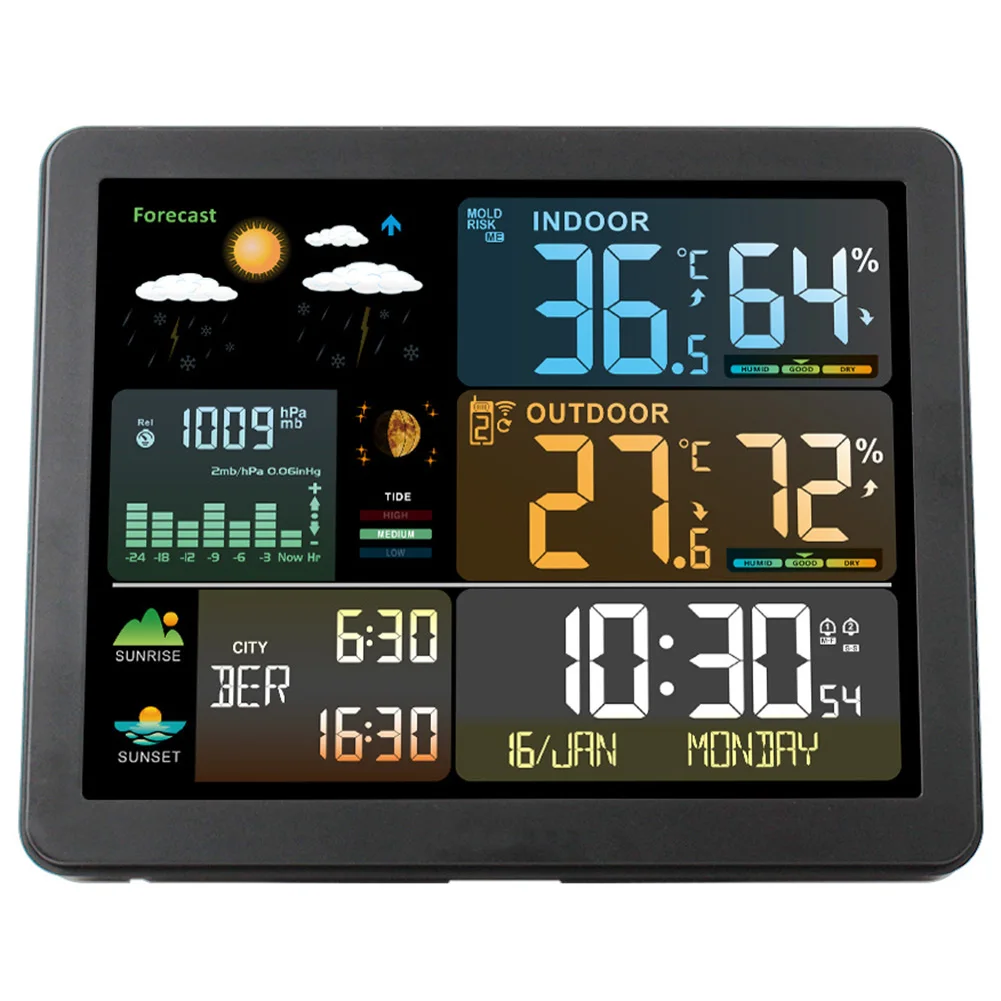 Digital-Color-Forecast-Weather-Station-Multifunction-Table-Clocks-with ...