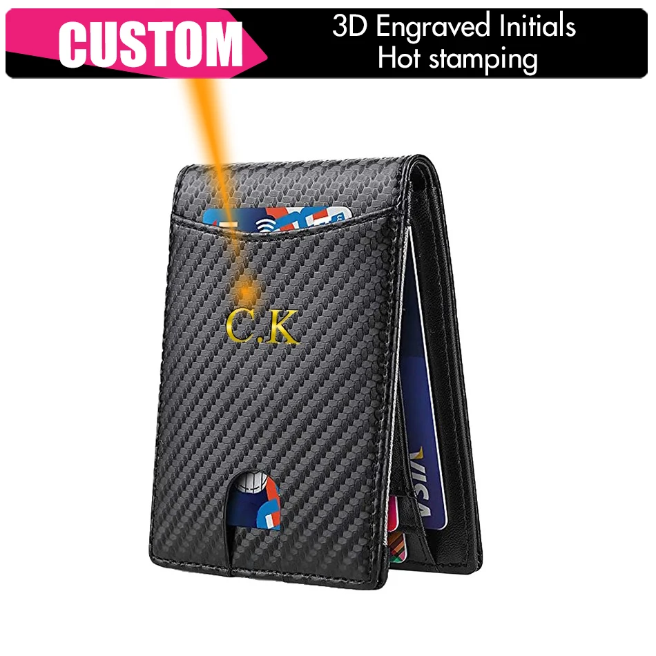 Personalized-Custom-Initials-Name-Rfid-Carbon-Fiber-Card-Holder-Wallets ...