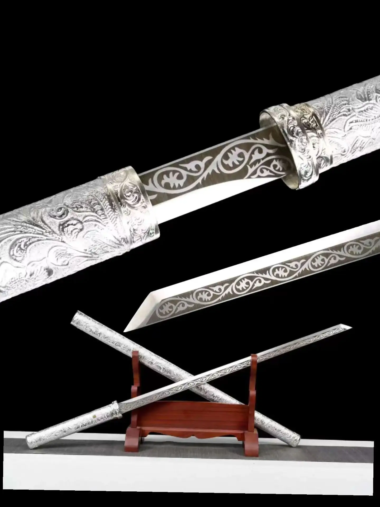 Silver-Pheonix-Battle-Stick-Sword-Handmade-Multi-Refined-High-Manganese ...