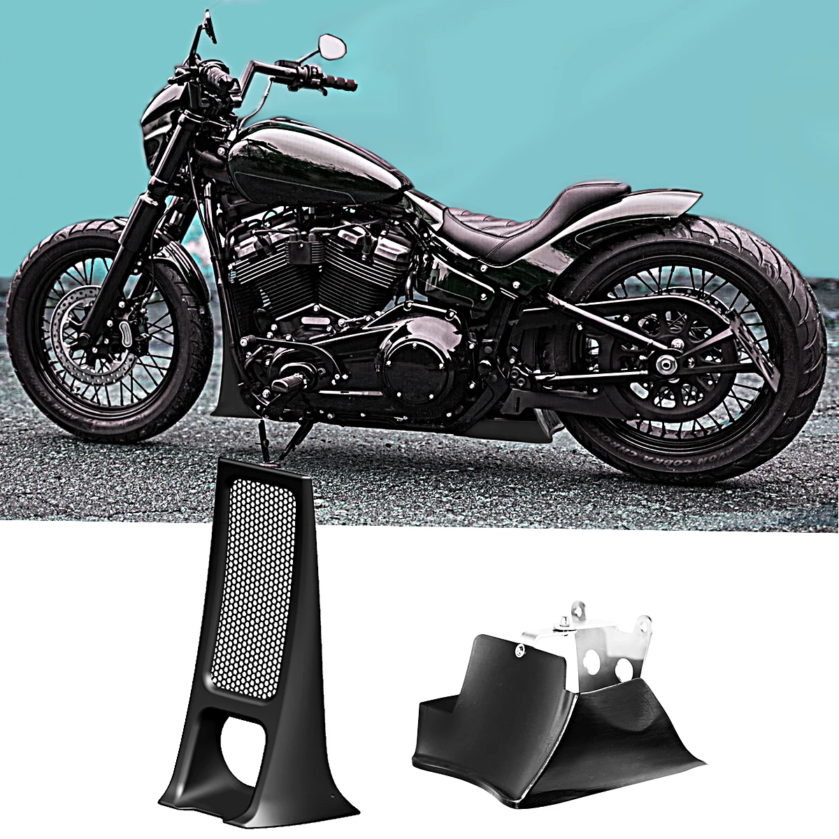 Lower-Radiator-Back-Chin-Spoiler-Cover-For-Harley-Softail-Breakout ...