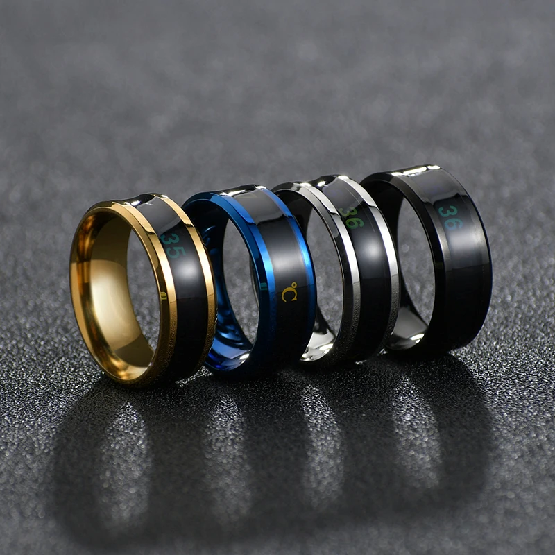 Fashion Smart Sensor Body Stainless Steel Love Band Ring With ...