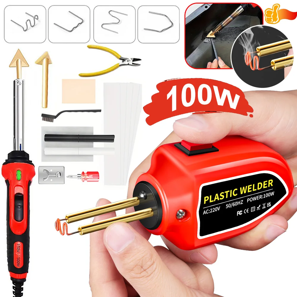 100W Plastic Repair Welder, 2 in 1 solder iron Kit 4 types Hot Stapler ...