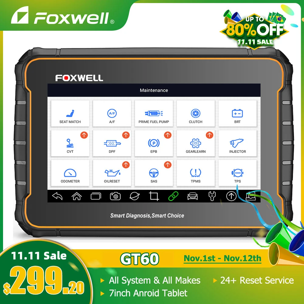 Foxwell GT60 OBD2 Car Diagnostic Tool All System All Makes Free DPF EPB ...