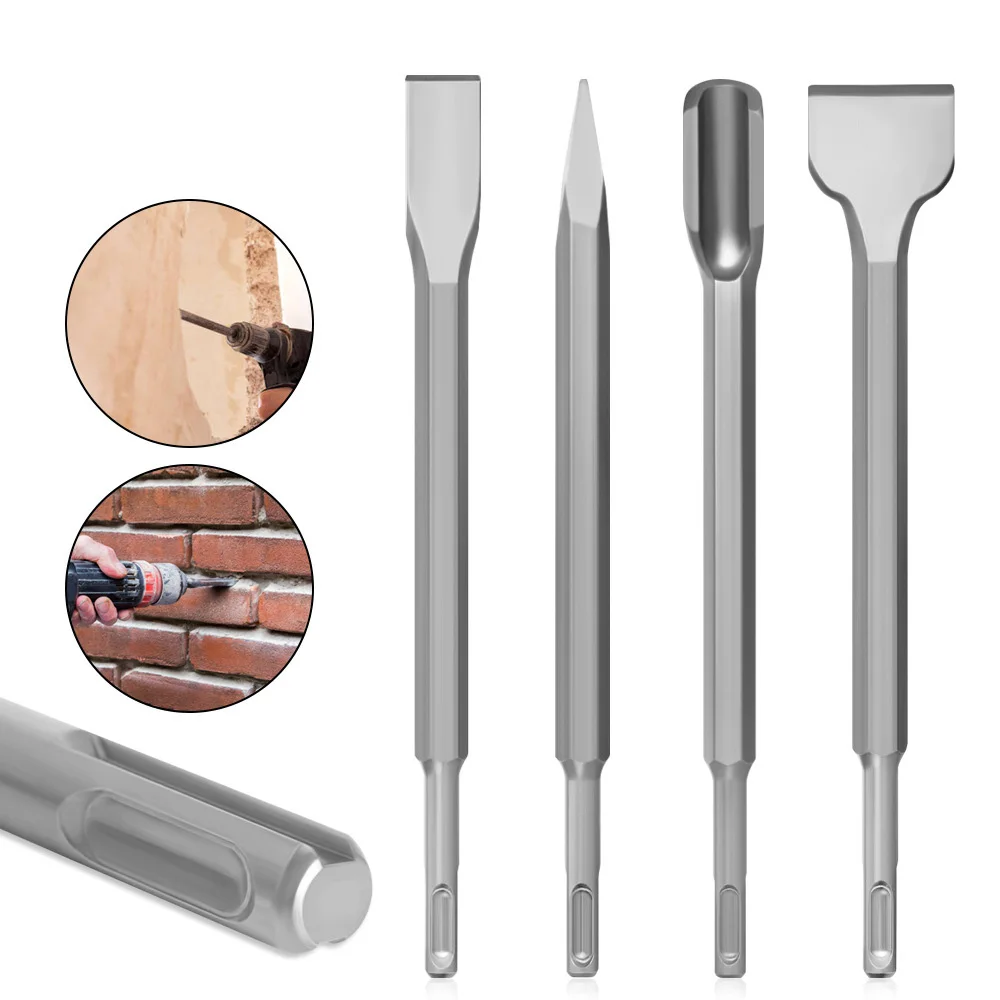 4pcs-250mm-SDS-PLUS-Chisels-Set-Point-Groove-Gouge-Flat-Chisel-Electric ...