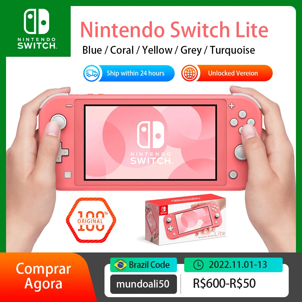 Nintendo switch lite coral 5.5 polegadas tela de toque lcd 32gb ...