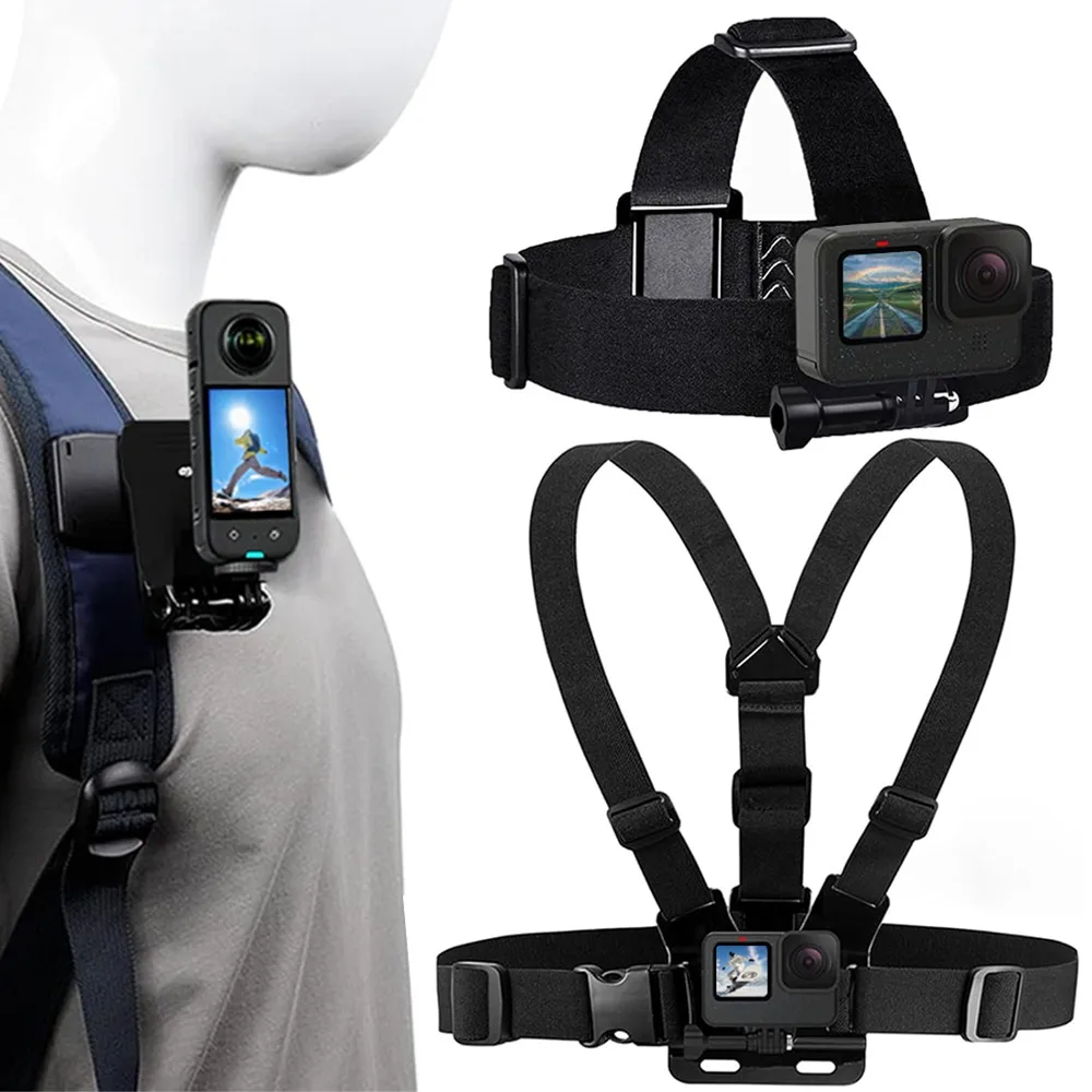Adjustable Chest Sports Camera Mount Shoulder Head-Mounted with J-hook ...