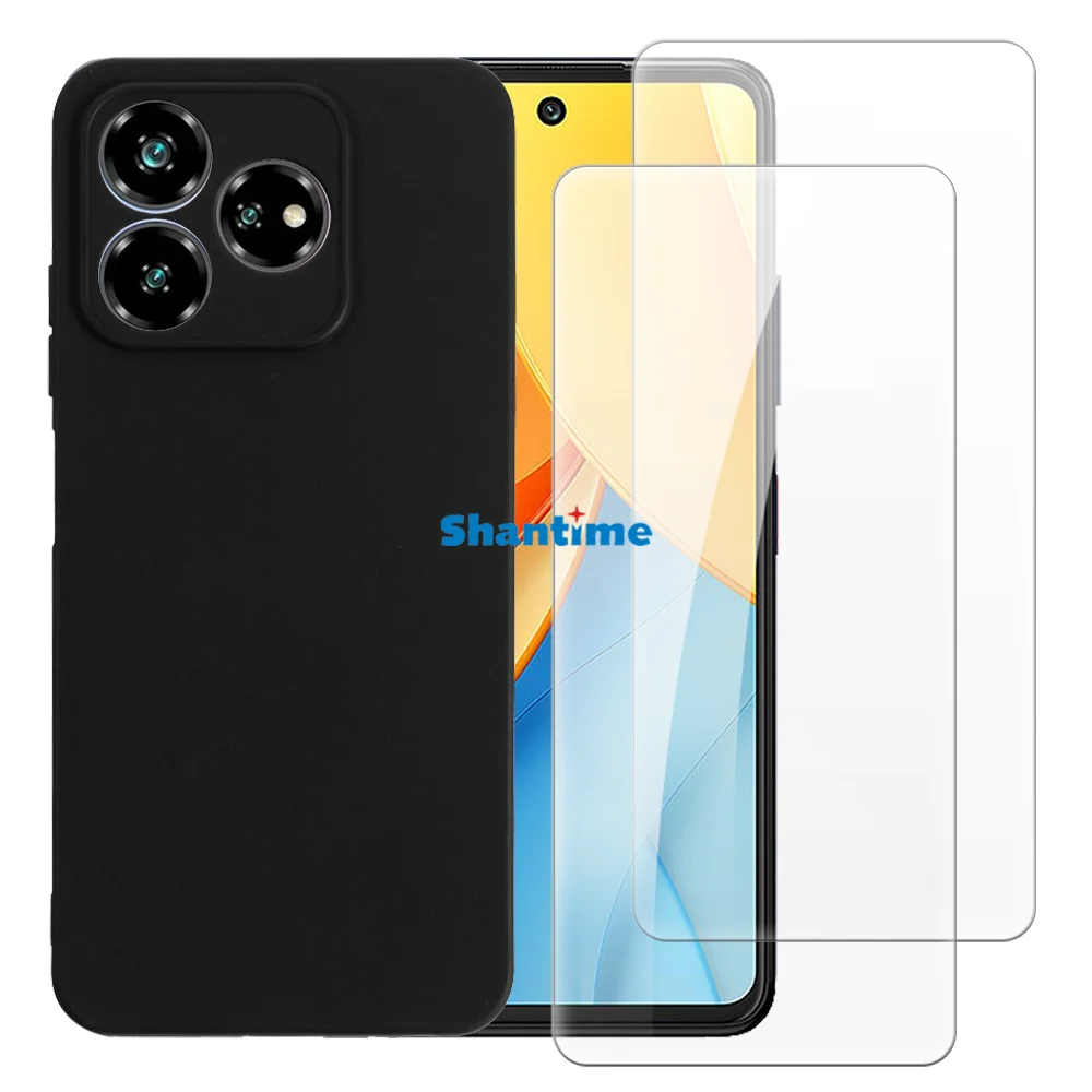 Soft Case + 2 Pack Tempered Glass Screen Protectors for ZTE Axon 60 ...