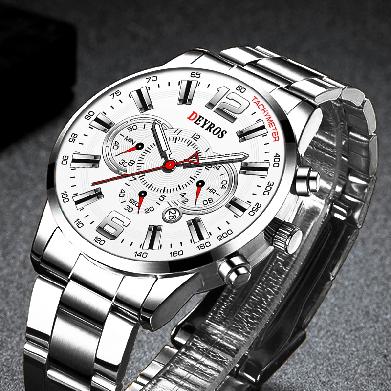 Fashion Mens Sports Watches Men Stainless Steel Quartz Wrist Watch ...