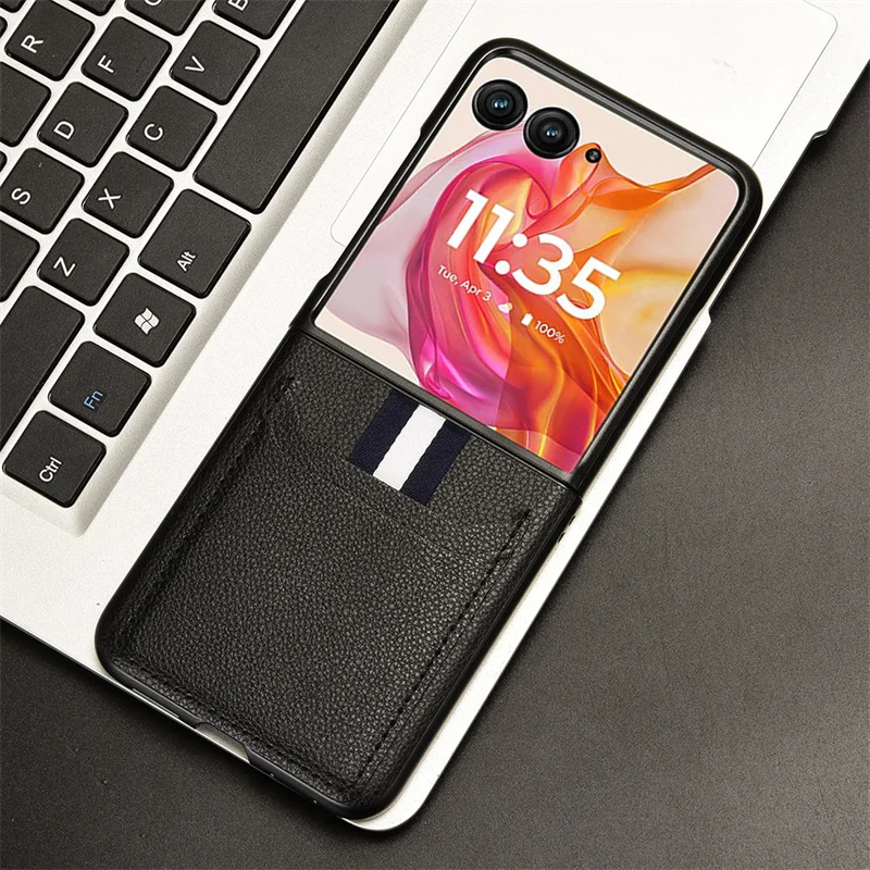 For-Motorola-MOTO-Razr-50-Ultra-Case-Luxury-Leather-Matte-Folding-Case ...