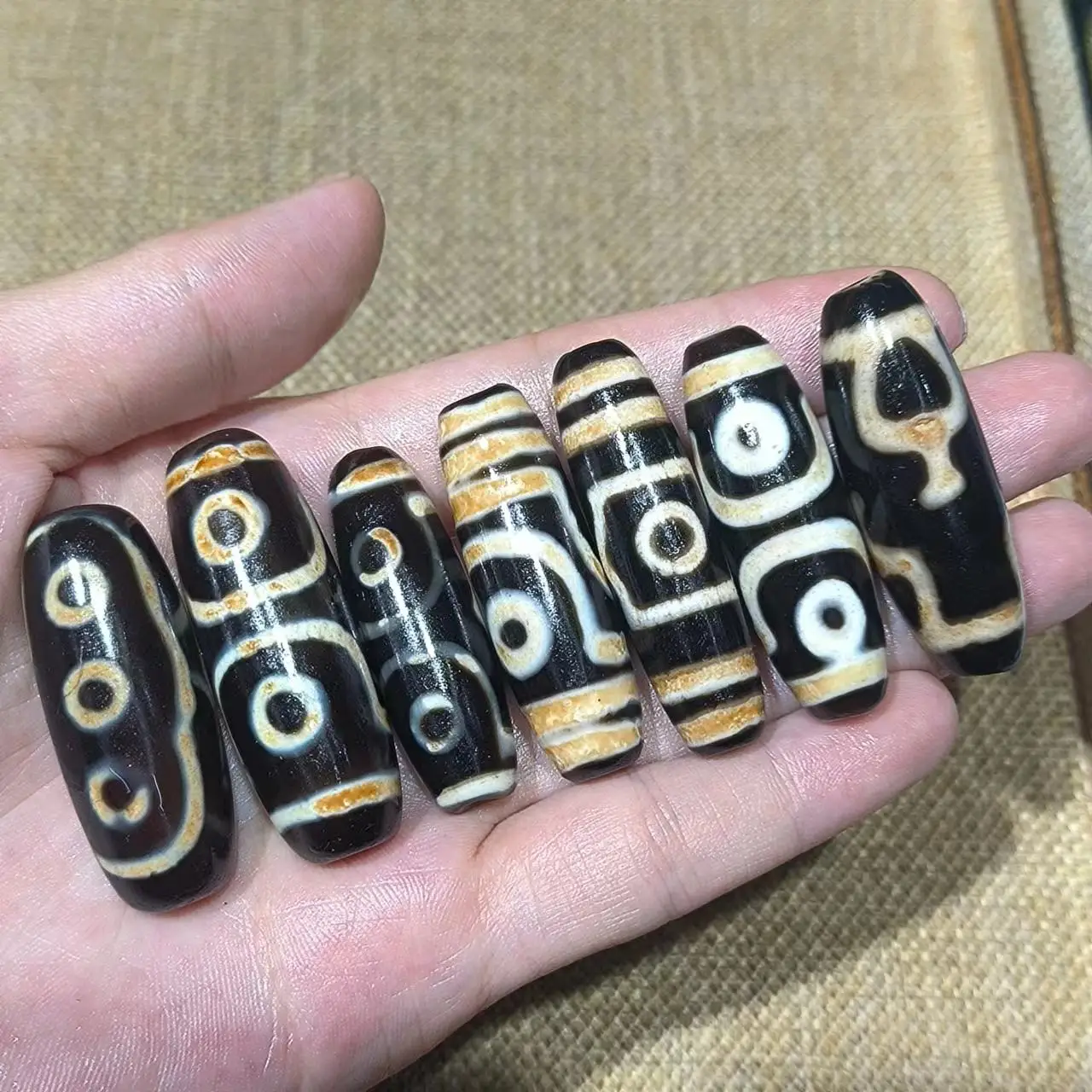 30pcs-lot-Natural-Various-Pattern-Old-Agate-Dzi-Beads-black-gold ...
