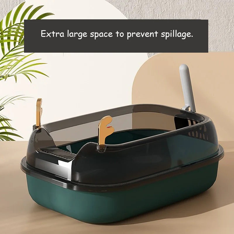 Cat-Litter-Box-Semi-enclosed-Sandbox-Box-for-Cats-Plastic-Pet-Toilet-PP ...